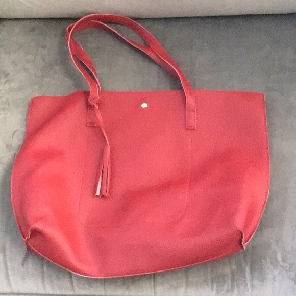 Bags | Soft Red Leather Tote | Poshmark